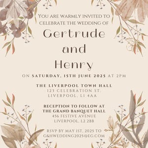 Rustic Brown Wedding Invitation | Instant Download | 5 X 7 Size ...