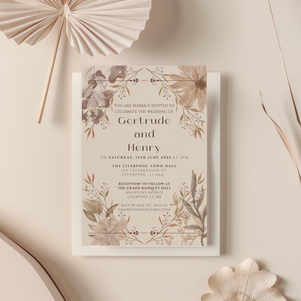 Rustic Brown Wedding Invitation | Instant Download | 5 X 7 Size ...
