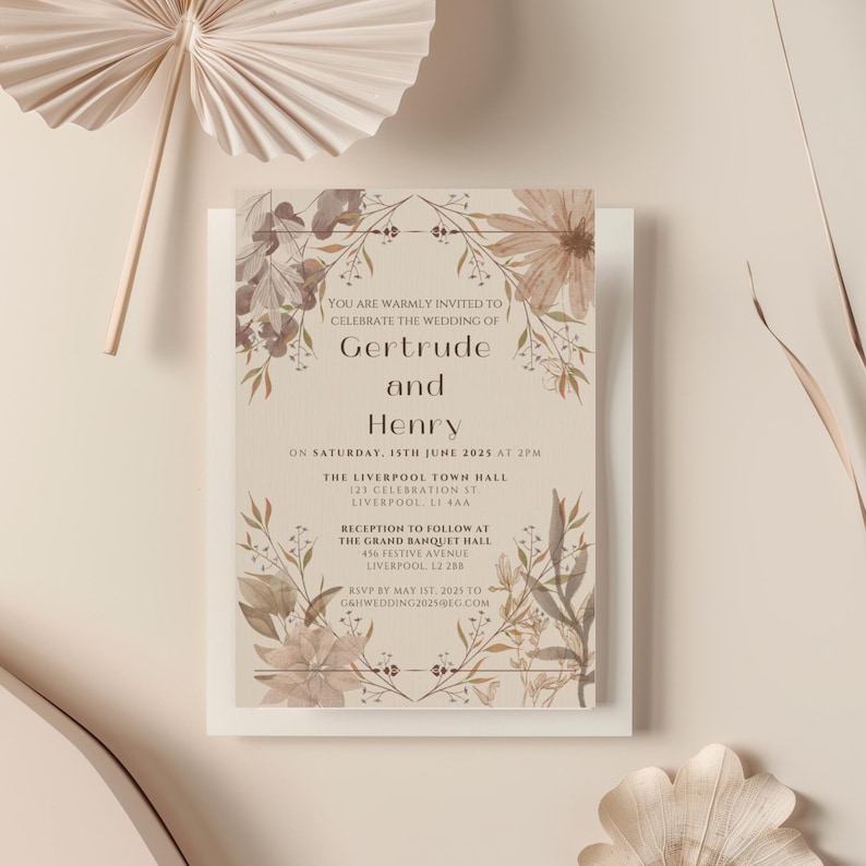 Rustic Brown Wedding Invitation | Instant Download | 5 X 7 Size ...