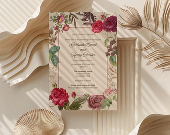 Rustic Brown Wedding Invitation | Instant Download | 5 X 7 Size ...