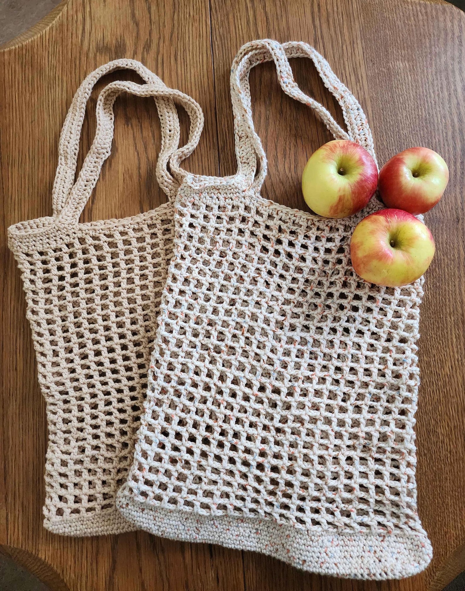 Crochet Mesh Market Bag Farmers Market Mesh Tote Handmade Cotton Net ...
