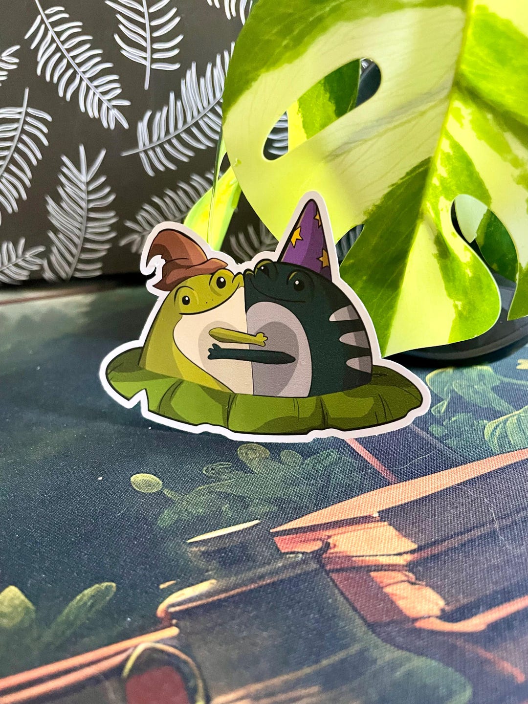 Wizard Frog Hugs L Cute Magical Frog Friends in Love L Vinyl Sticker ...