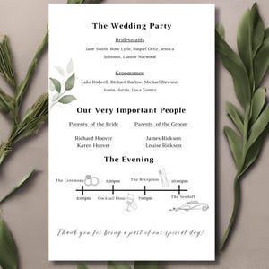 Wedding Program Template, Modern Ceremony Program, Infographic Timeline ...