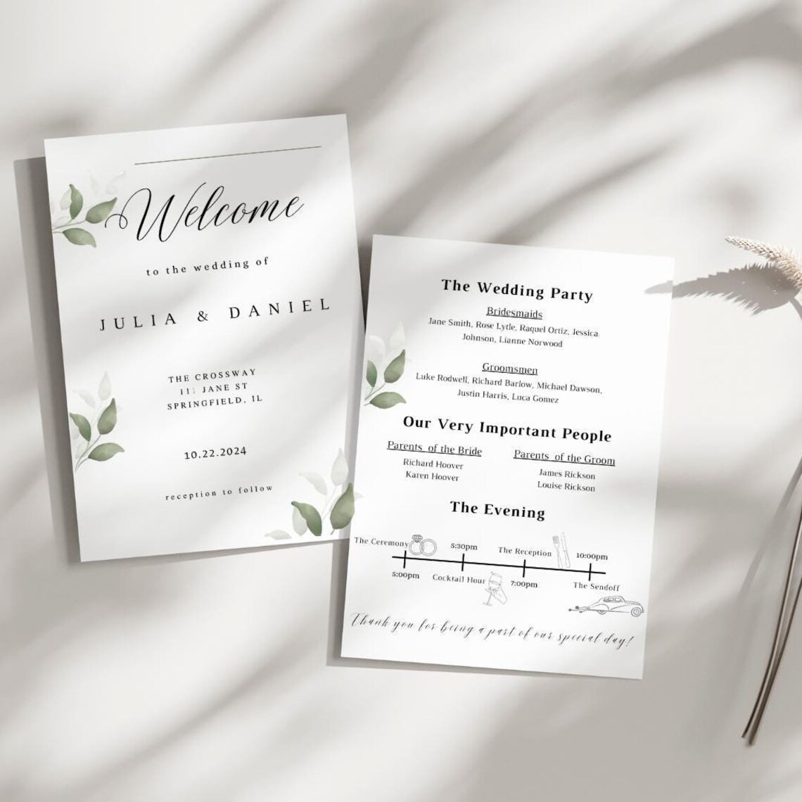 Wedding Program Template, Modern Ceremony Program, Infographic Timeline ...