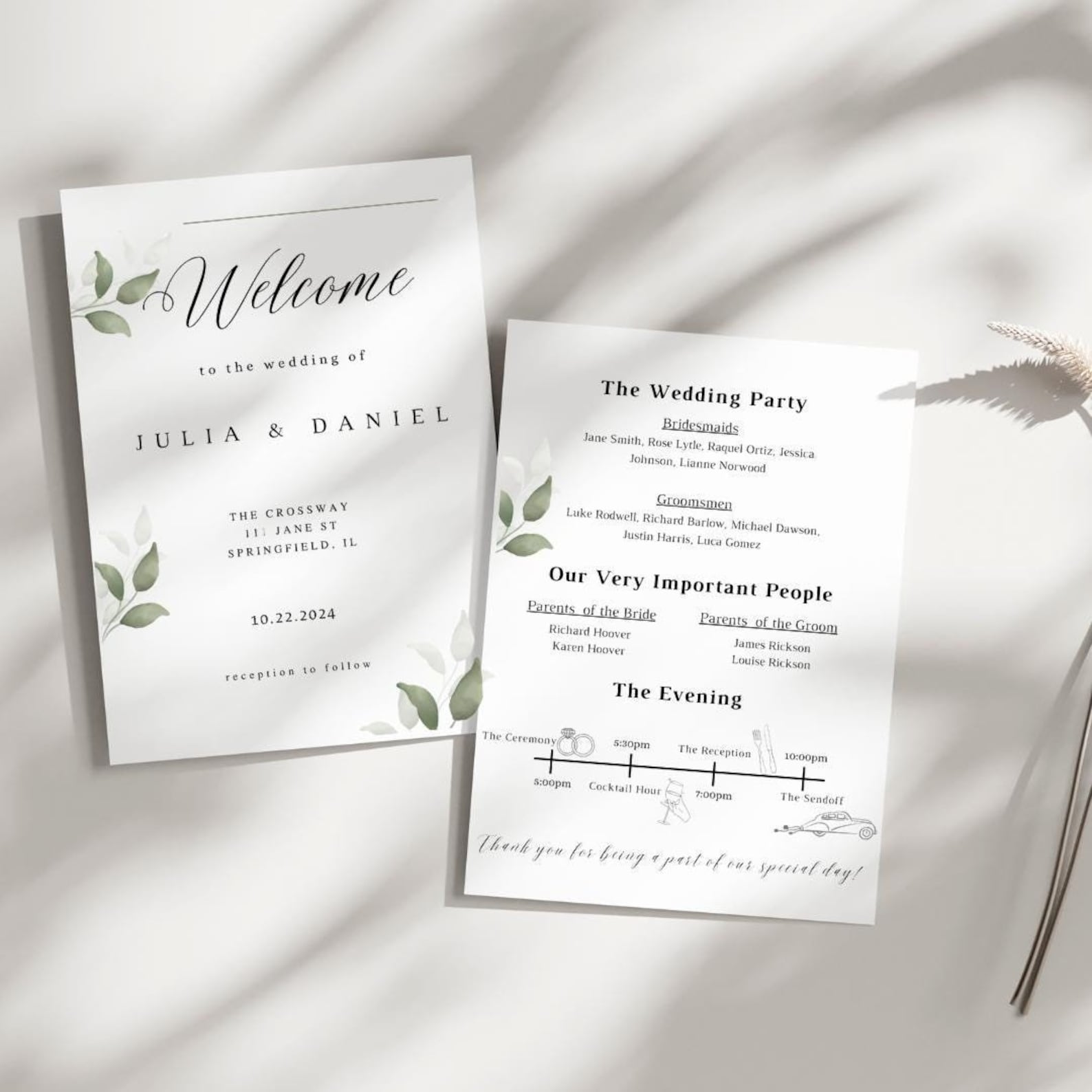Wedding Program Template, Modern Ceremony Program, Infographic Timeline ...