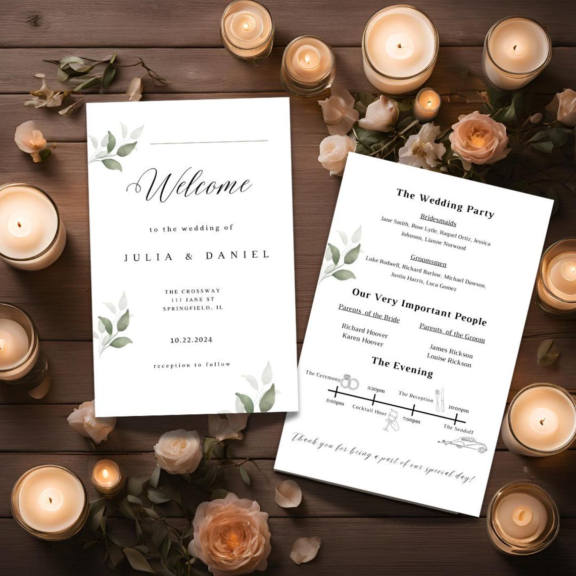 Wedding Program Template, Modern Ceremony Program, Infographic Timeline ...