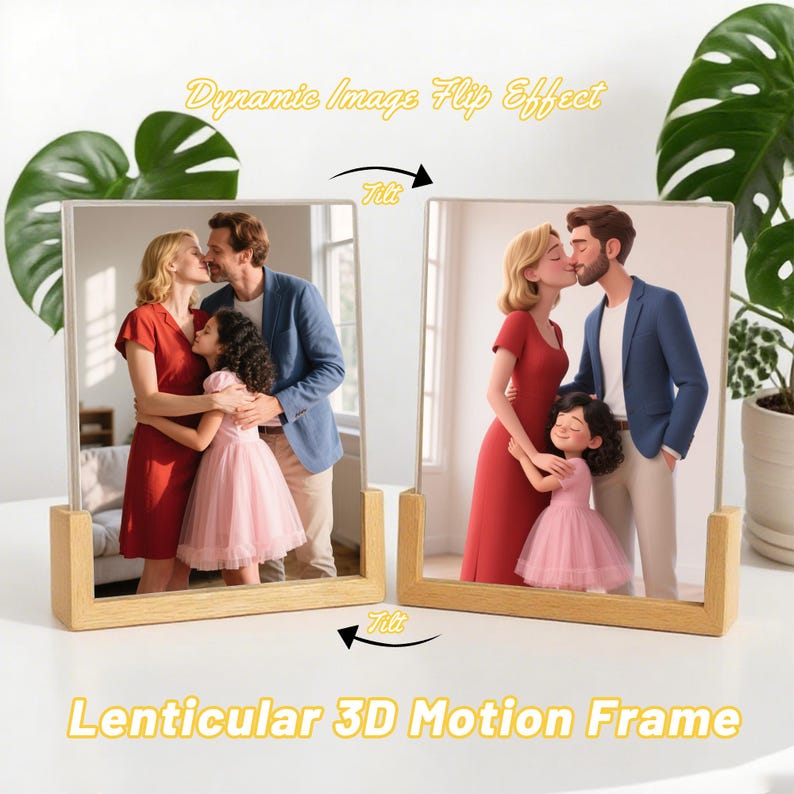 Pixar Style Family Portrait Custom Animated Photo Frame Personalized ...