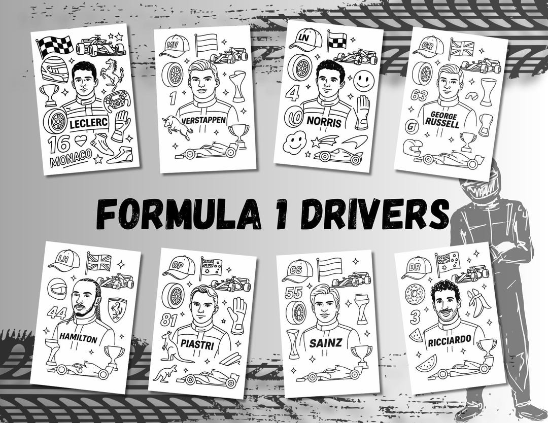 Formula 1 Drivers Coloring Pages – F1 Racer Printables for Kids ...