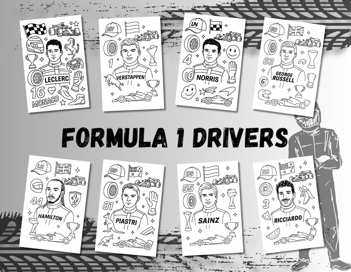Formula 1 Drivers Coloring Pages – F1 Racer Printables for Kids ...