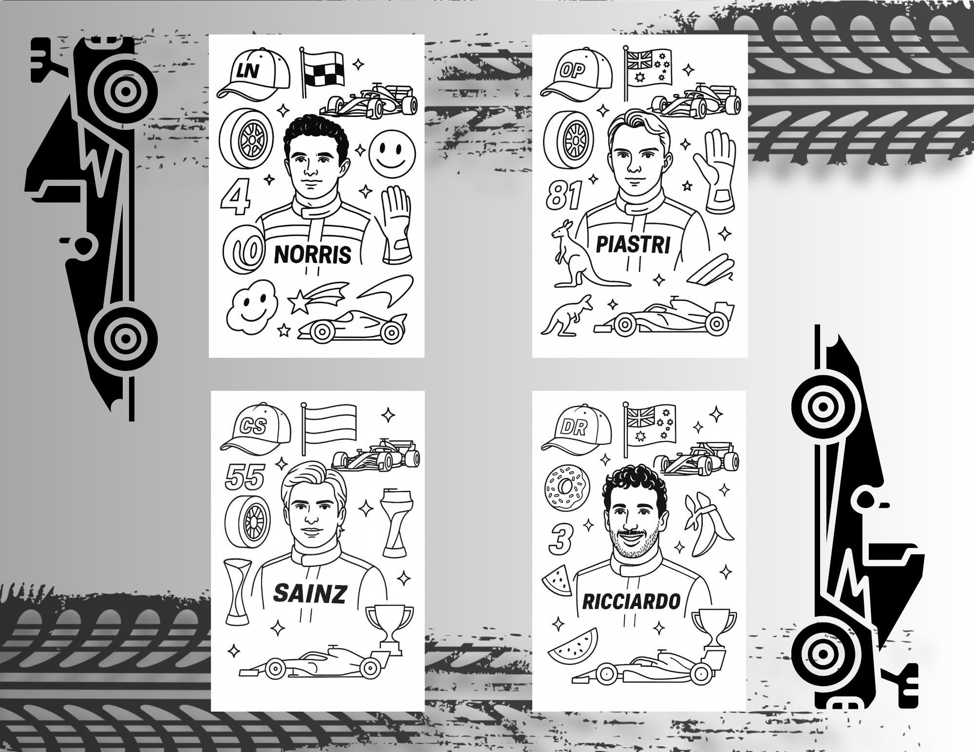 Formula 1 Drivers Coloring Pages – F1 Racer Printables for Kids ...