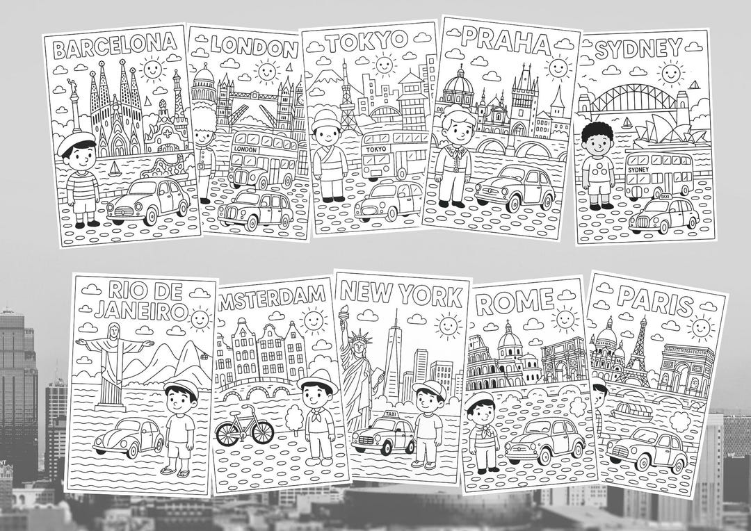 World Cities Coloring Pages for Kids – Printable Landmark Travel ...
