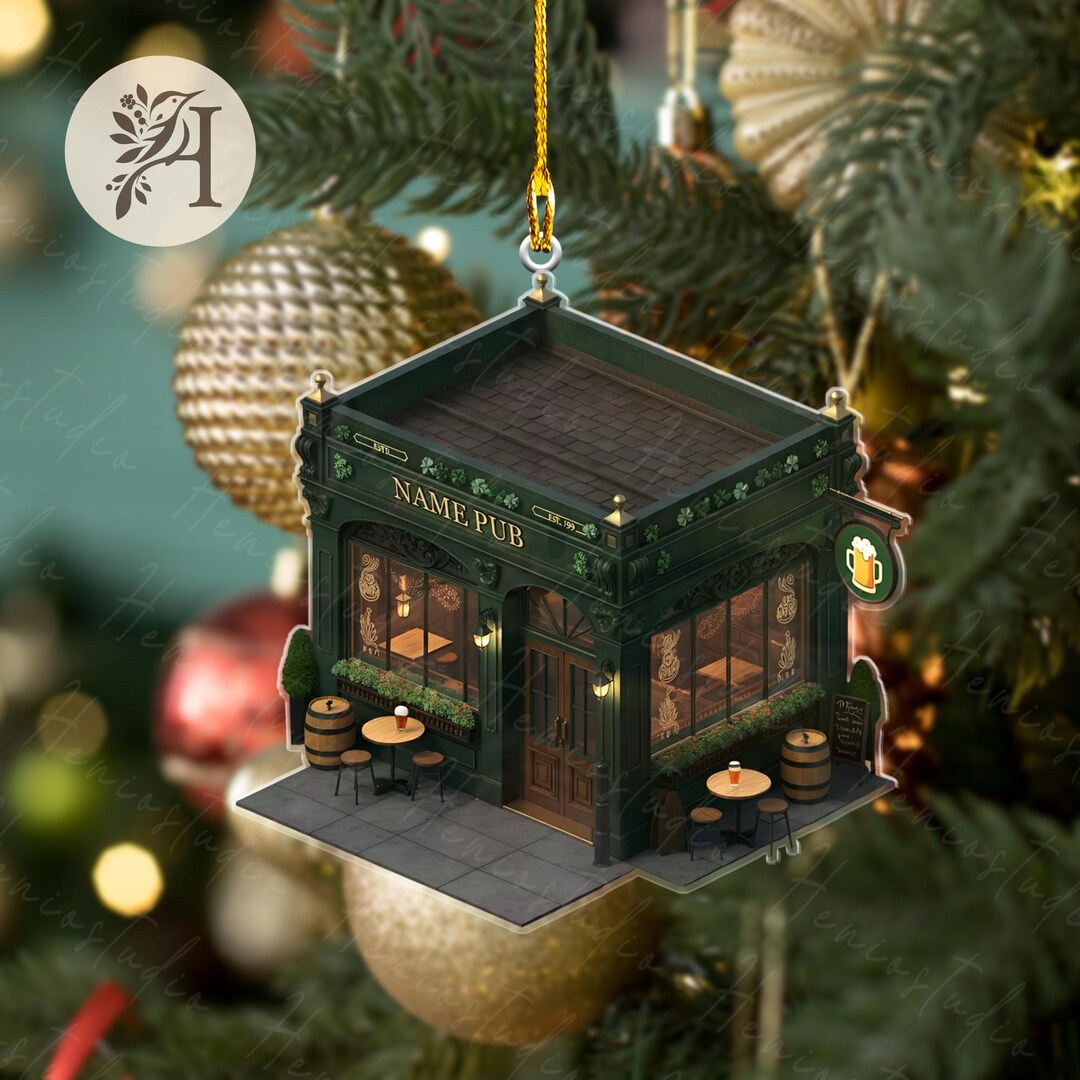 Personalized Pub Christmas Ornament, 2D FLAT Pub Christmas Home Decor ...