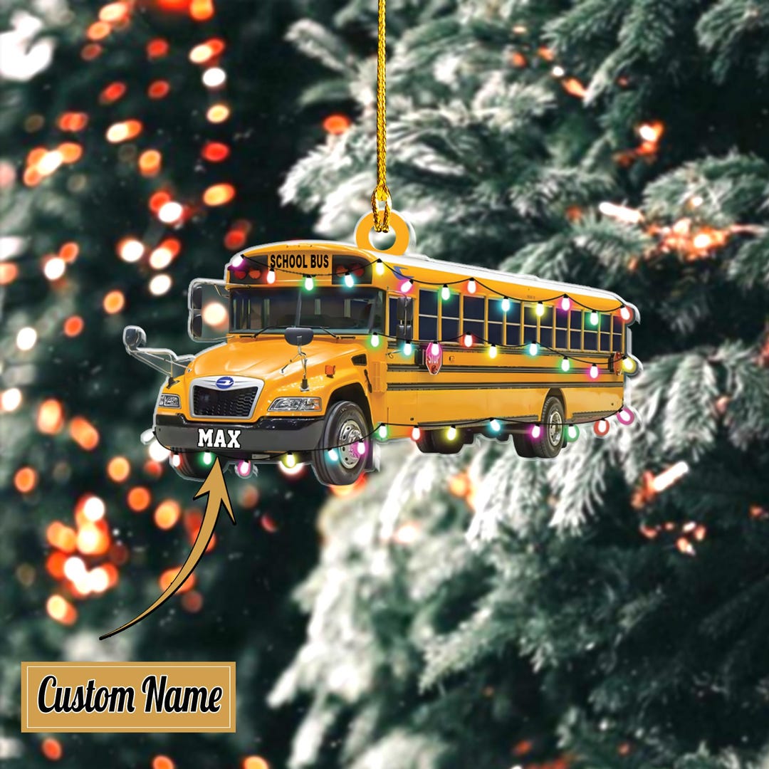 Personalized Ornament School Bus 2D Flat, School Bus Ornament, School ...