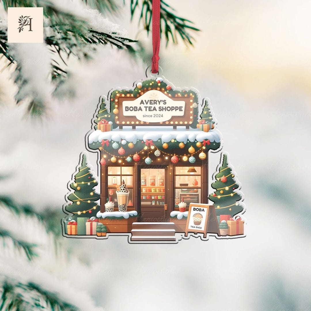 2D FLAT Boba Tea Shop Christmas Ornament, Boba Tea Shop Owner Gift ...