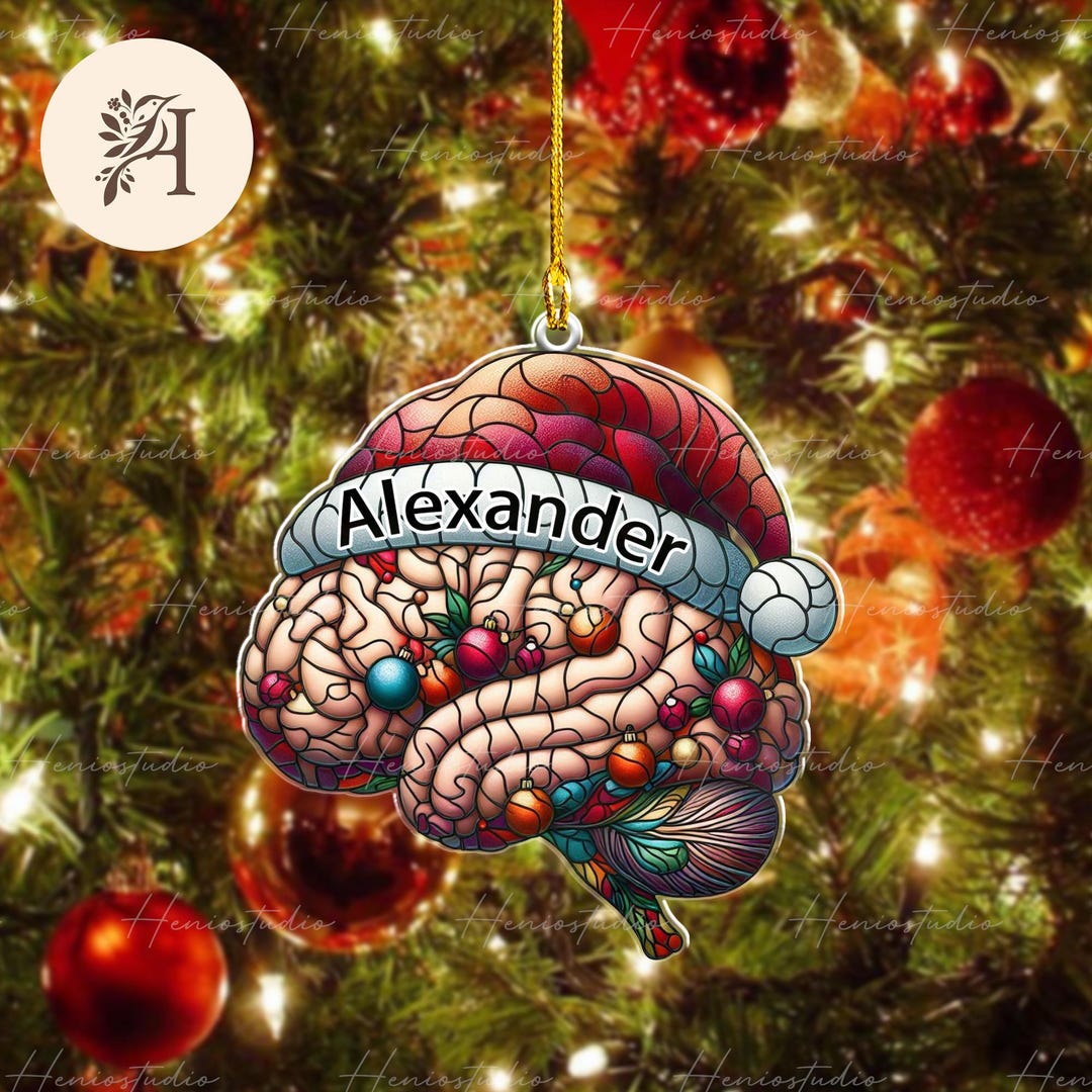 Personalized Brain Christmas Tree 2D FLAT Design Printing Ornament ...