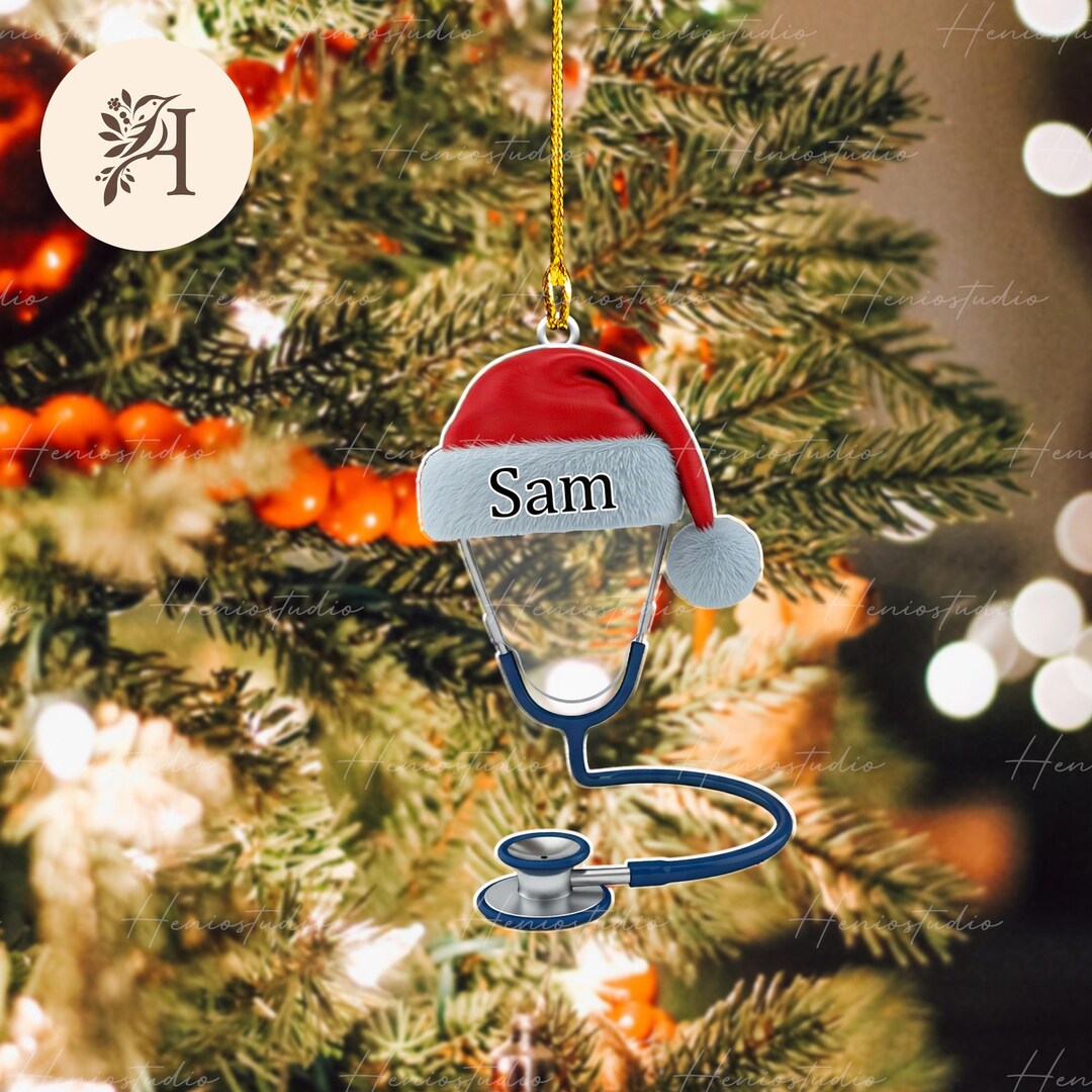 Personalized Christmas Stethoscope 2D FLAT Design Printing Ornament ...