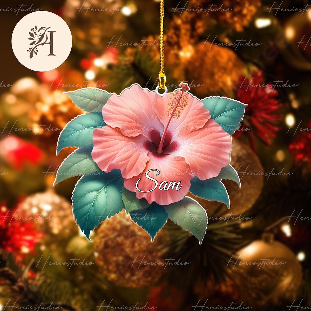 Personalized Hibiscus 2D FLAT Design Printing Ornament, Hibiscus Lover ...