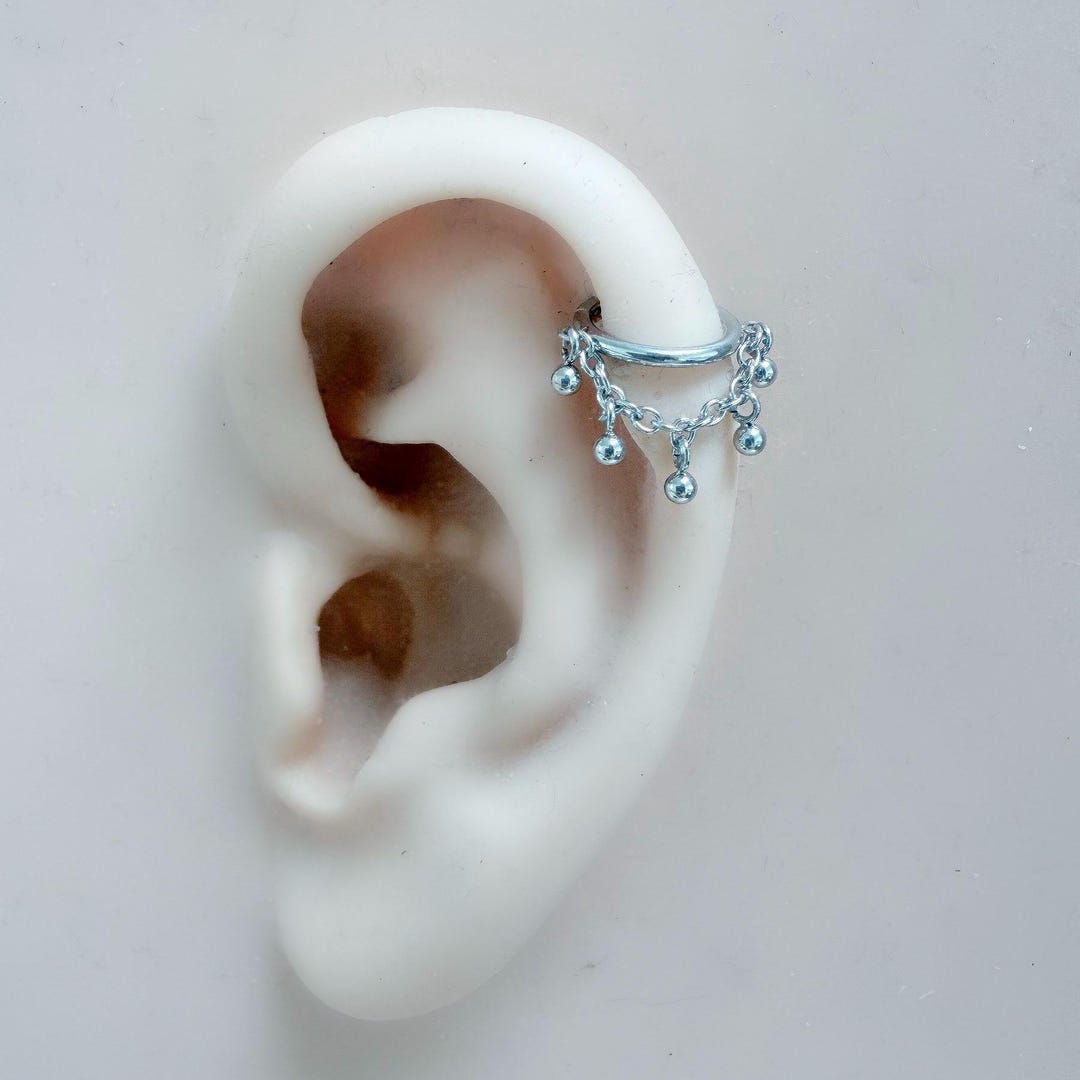 16g 8mm 10mm Stainless Steel Tiny Beaded Chain Hoop, Conch Hoop, Conch ...