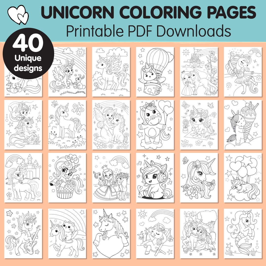 40 Unicorn Coloring Pages for Girls. Unicorns, Fairies, & Princess ...
