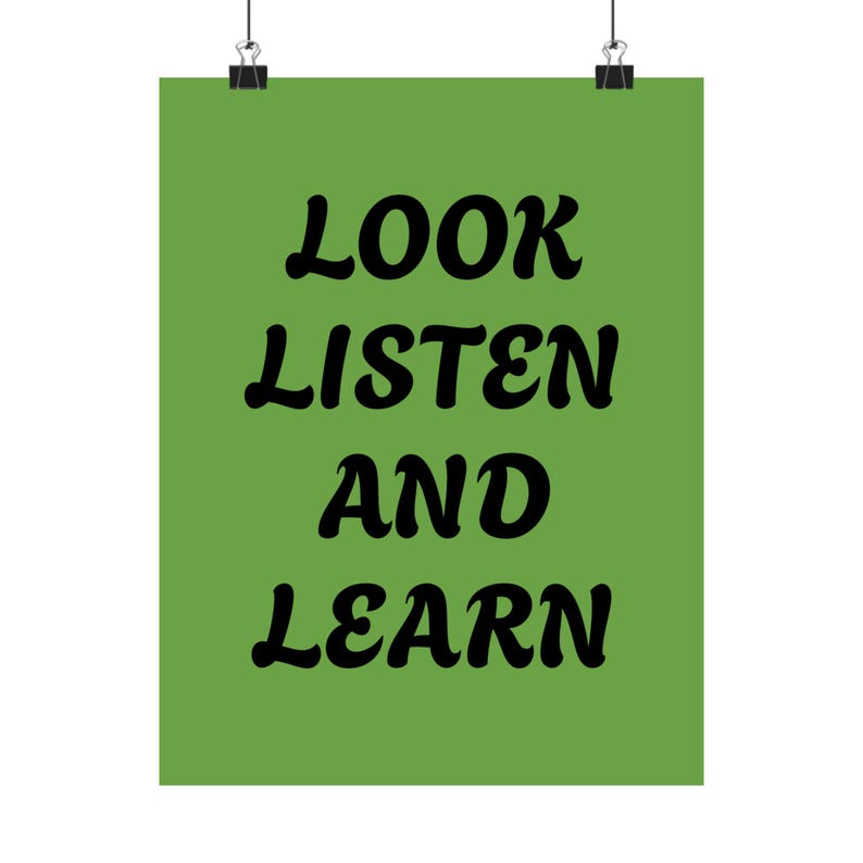 Vertical Poster, Look Listen and Learn Classroom Decor, Educational ...