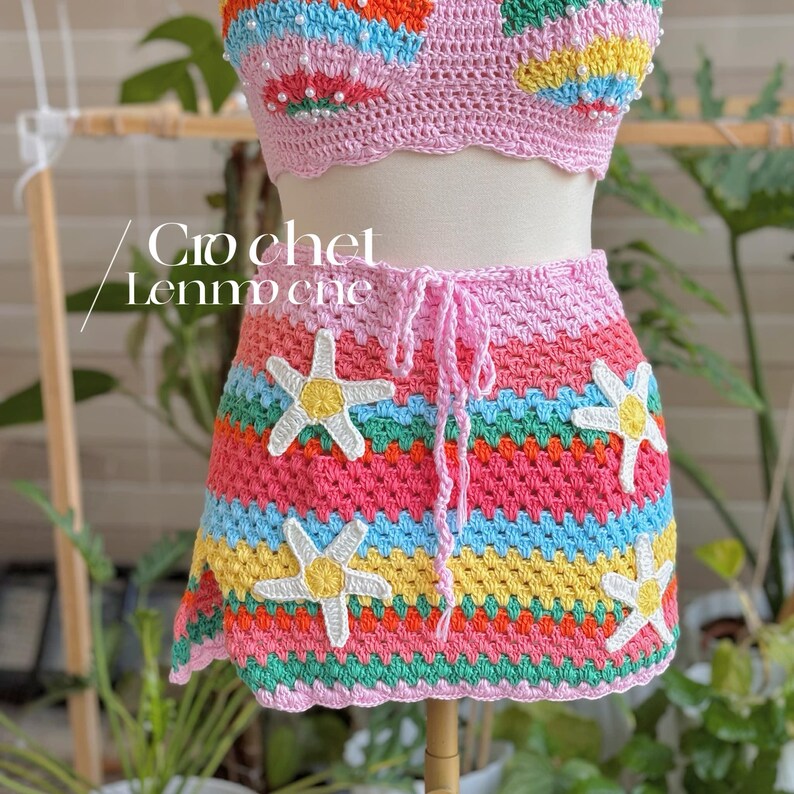 Seashell Crochet Bikini Set/ Summer Seashell Crochet Top Skirt/ Boho ...