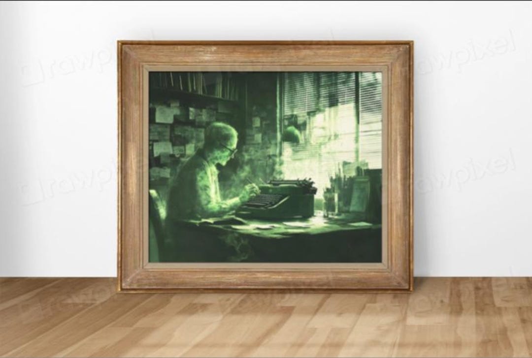 Translucent Ghost Typing Art Haunted Office Digital Print, Vintage ...