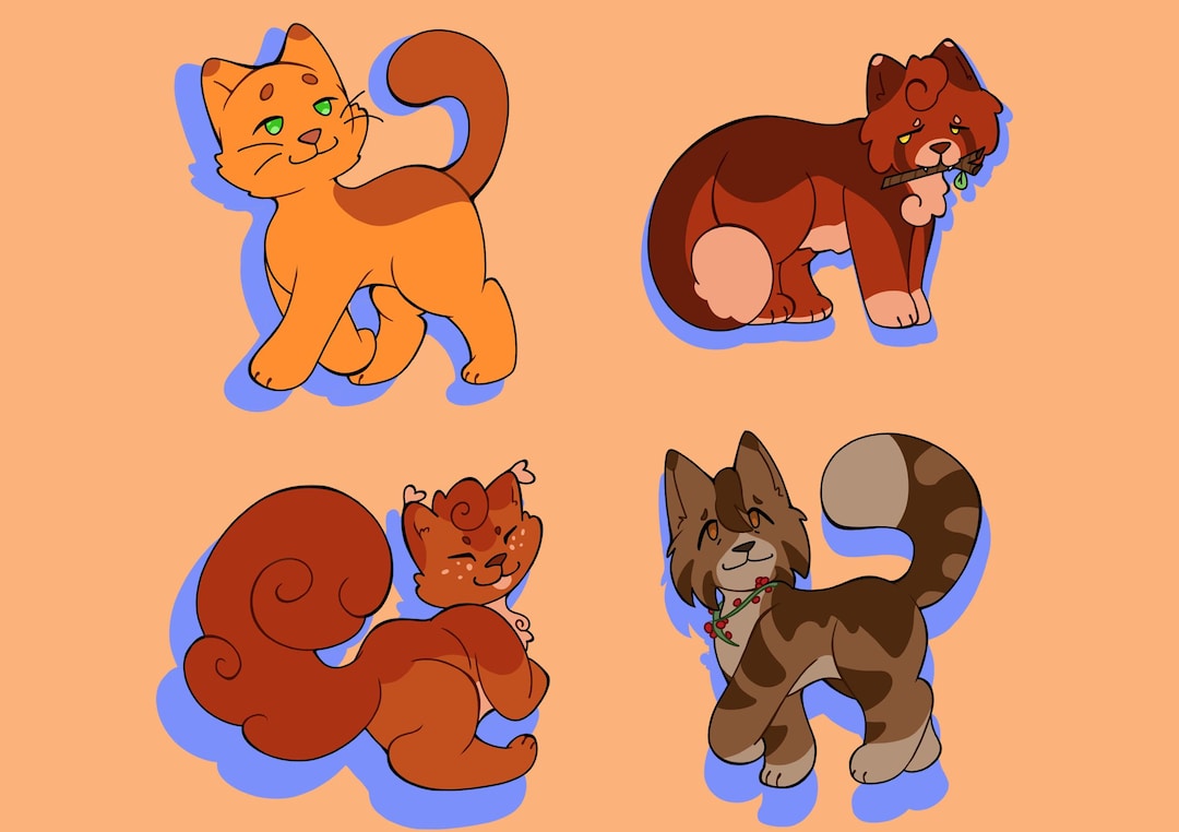 Warrior Cats Chibi Protagonist Stickers Set 1 firestar, Squirrelflight ...