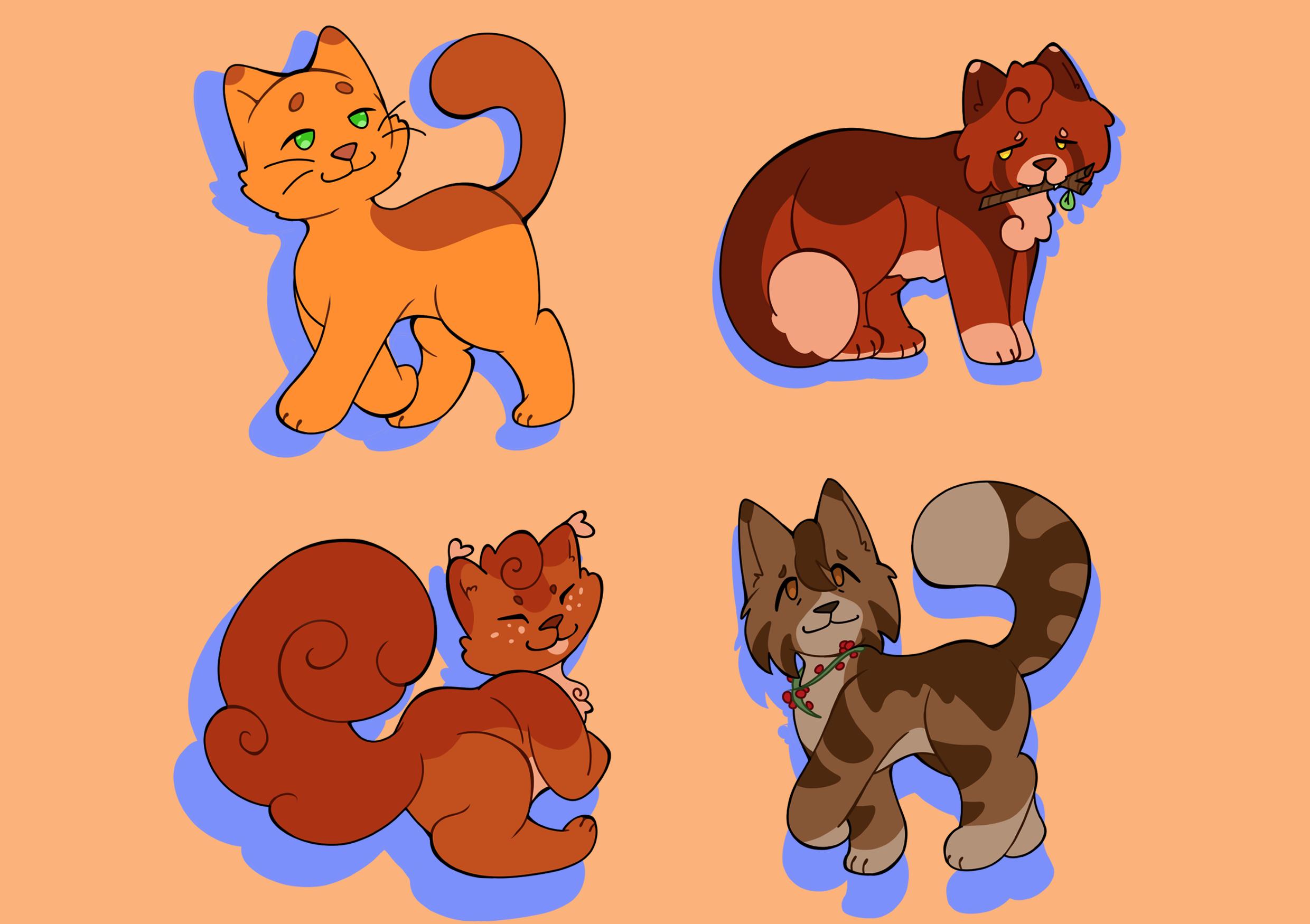 Warrior Cats Chibi Protagonist Stickers Set 1 firestar, Squirrelflight ...