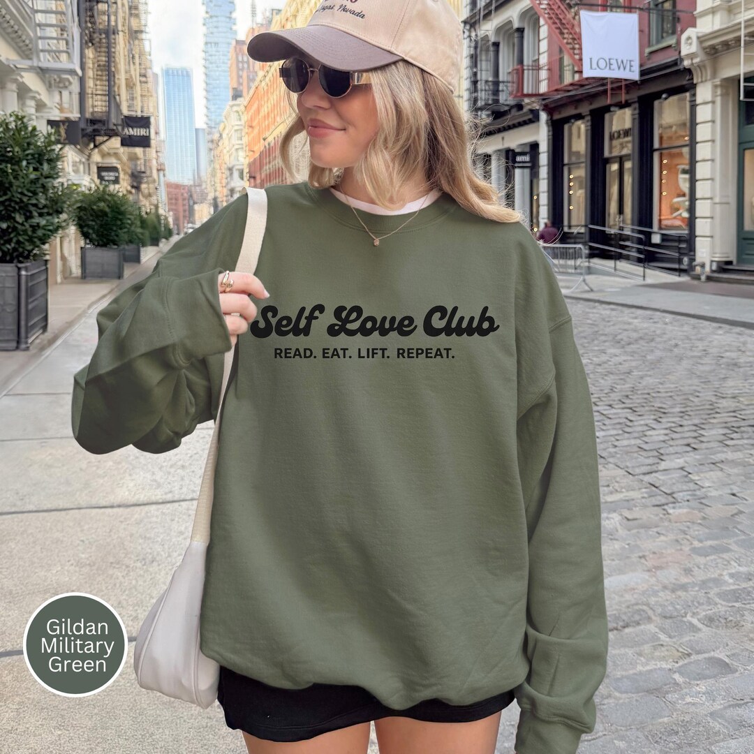 Self Care Club Sweatshirt | Read Eat Lift Repeat Crewneck | Bookish Gym ...