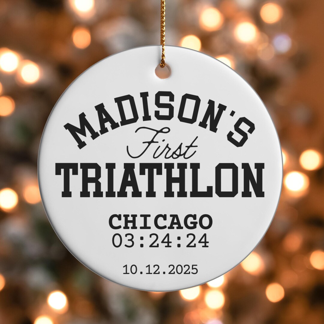 CUSTOM First Triathlon Christmas Ornament, Personalized 1st Triathlon ...