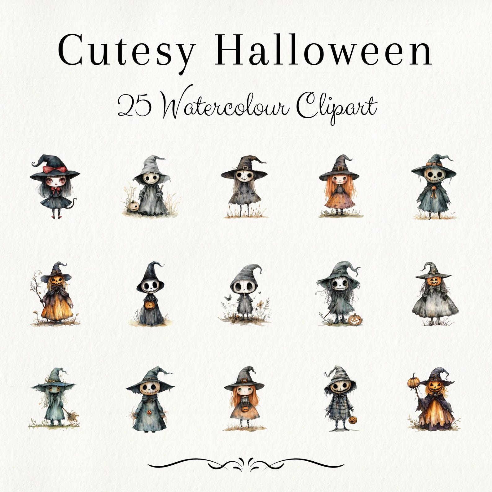 Cute Halloween Characters Clipart, Cute Monster Clipart, Vampire ...