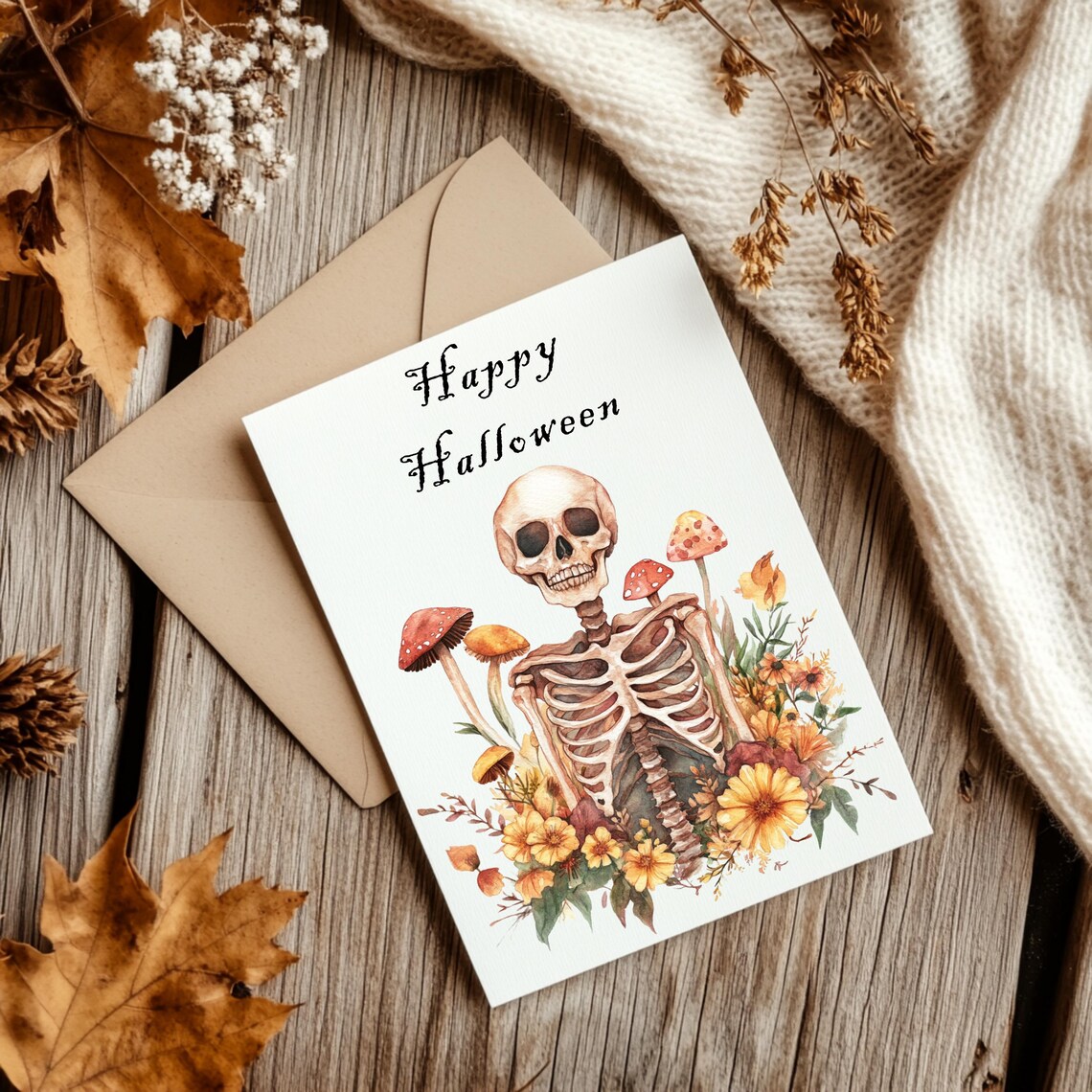 Boho Skeleton Clipart: Watercolor Halloween PNG Bundle (15 PNG) - Etsy