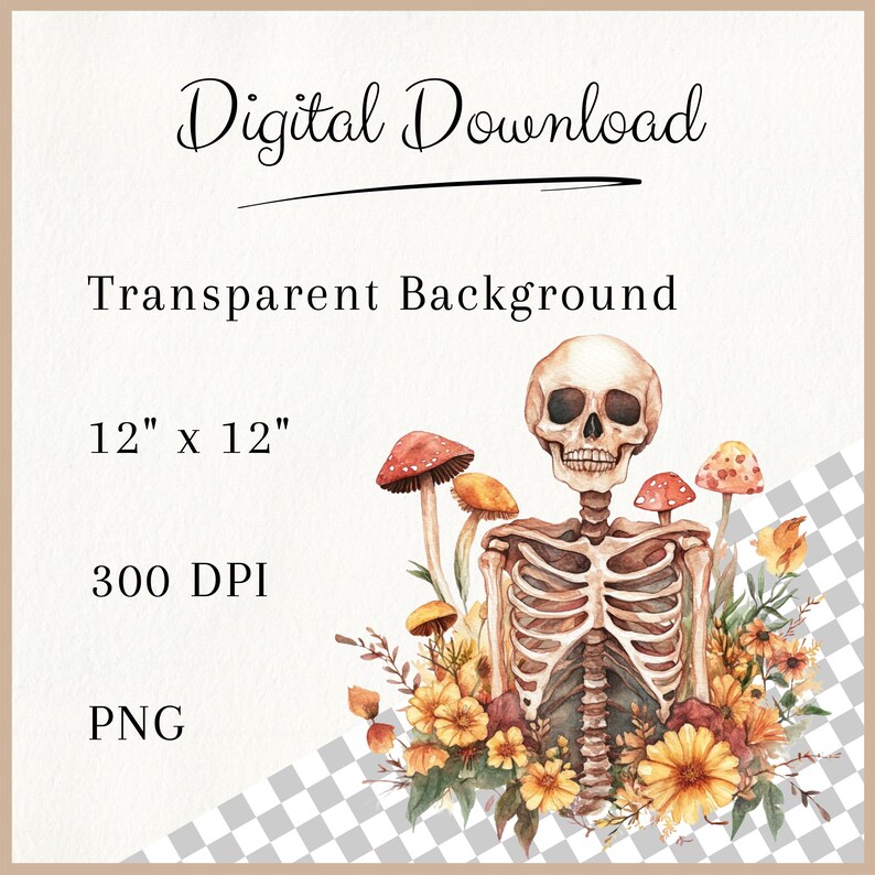 Boho Skeleton Ghost Clipart, Watercolour Clipart, 15PNG Halloween ...