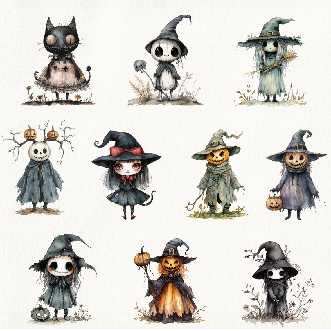 Cute Halloween Characters Clipart, Cute Monster Clipart, Vampire ...