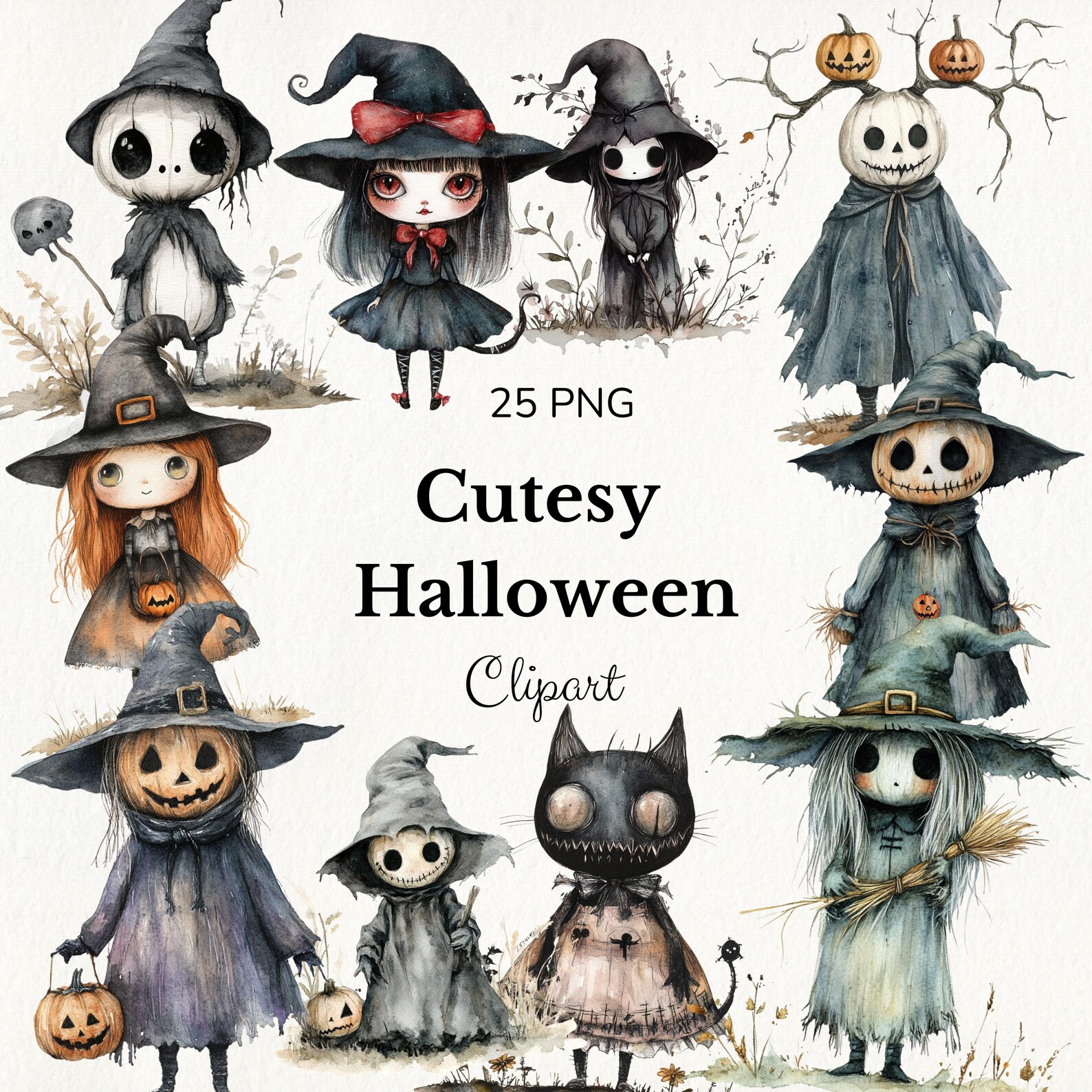 Cute Halloween Characters Clipart, Cute Monster Clipart, Vampire ...