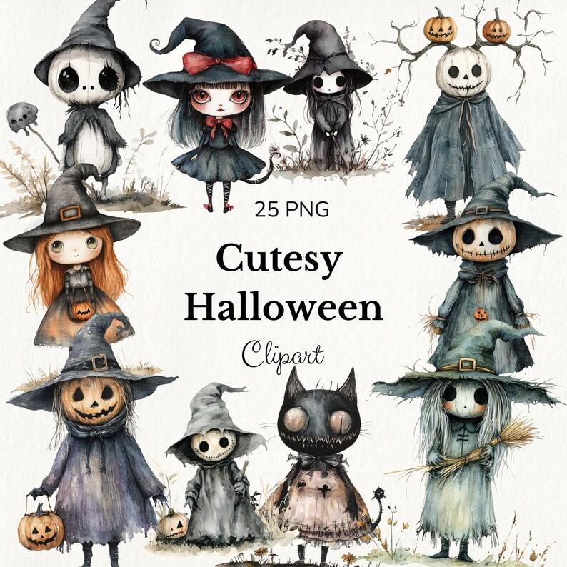 Cute Halloween Characters Clipart, Cute Monster Clipart, Vampire ...