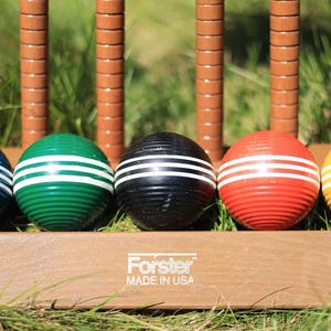 VINTAGE Forster Croquet 6 Player Set Wood Croquet Set With Rolling Cart ...