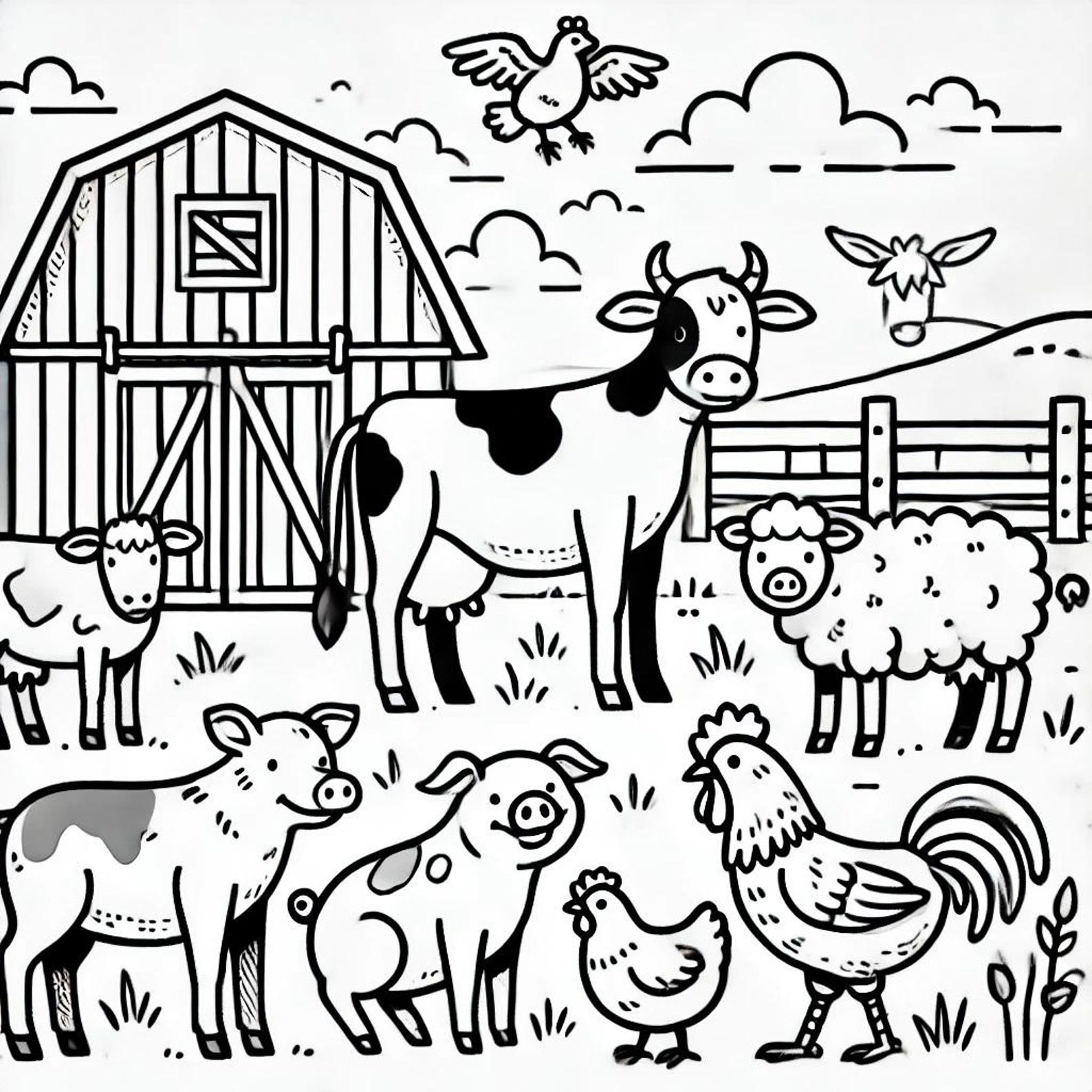 My Farm Animal Coloring Book - Kids Coloring Book - Animal Coloring ...