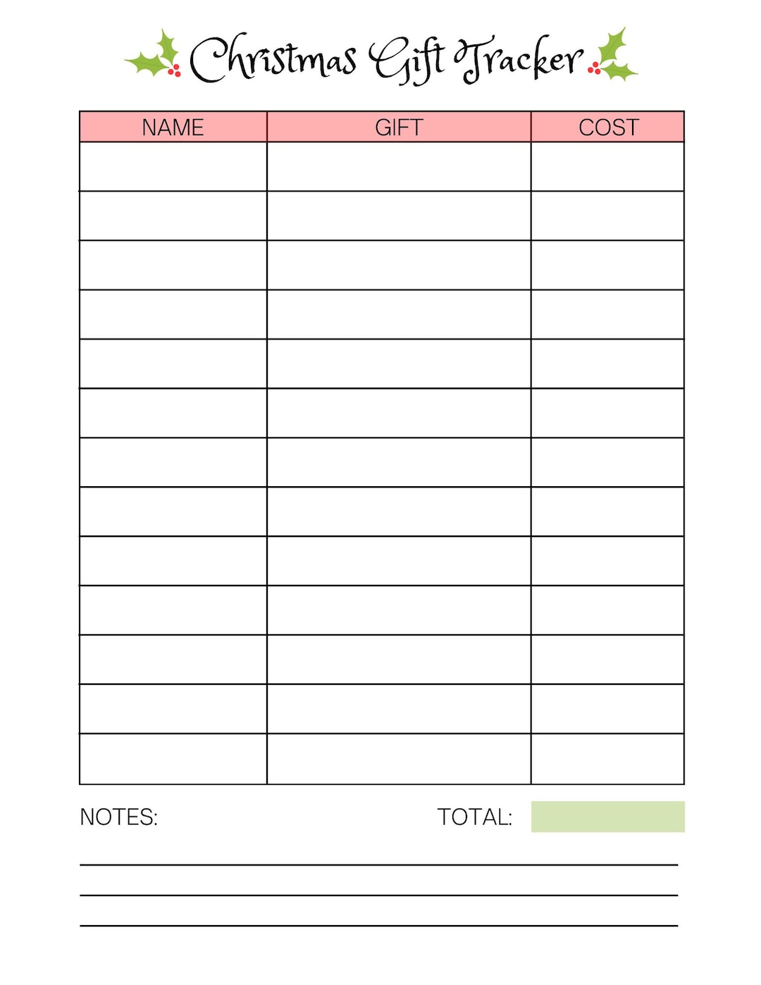 Printable Christmas Gift Tracker - Holiday Shopping List & Budget ...