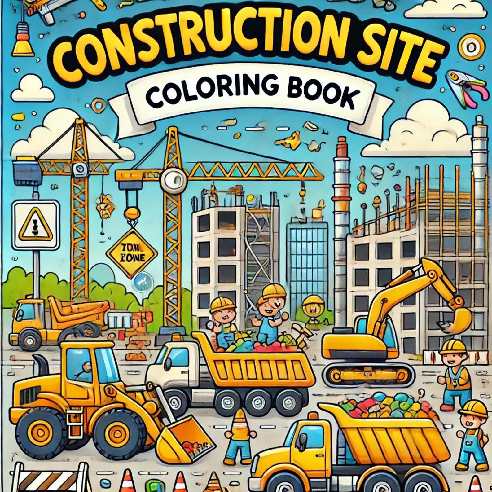 Kids Construction Site Coloring Book | Construction Site Coloring Book ...