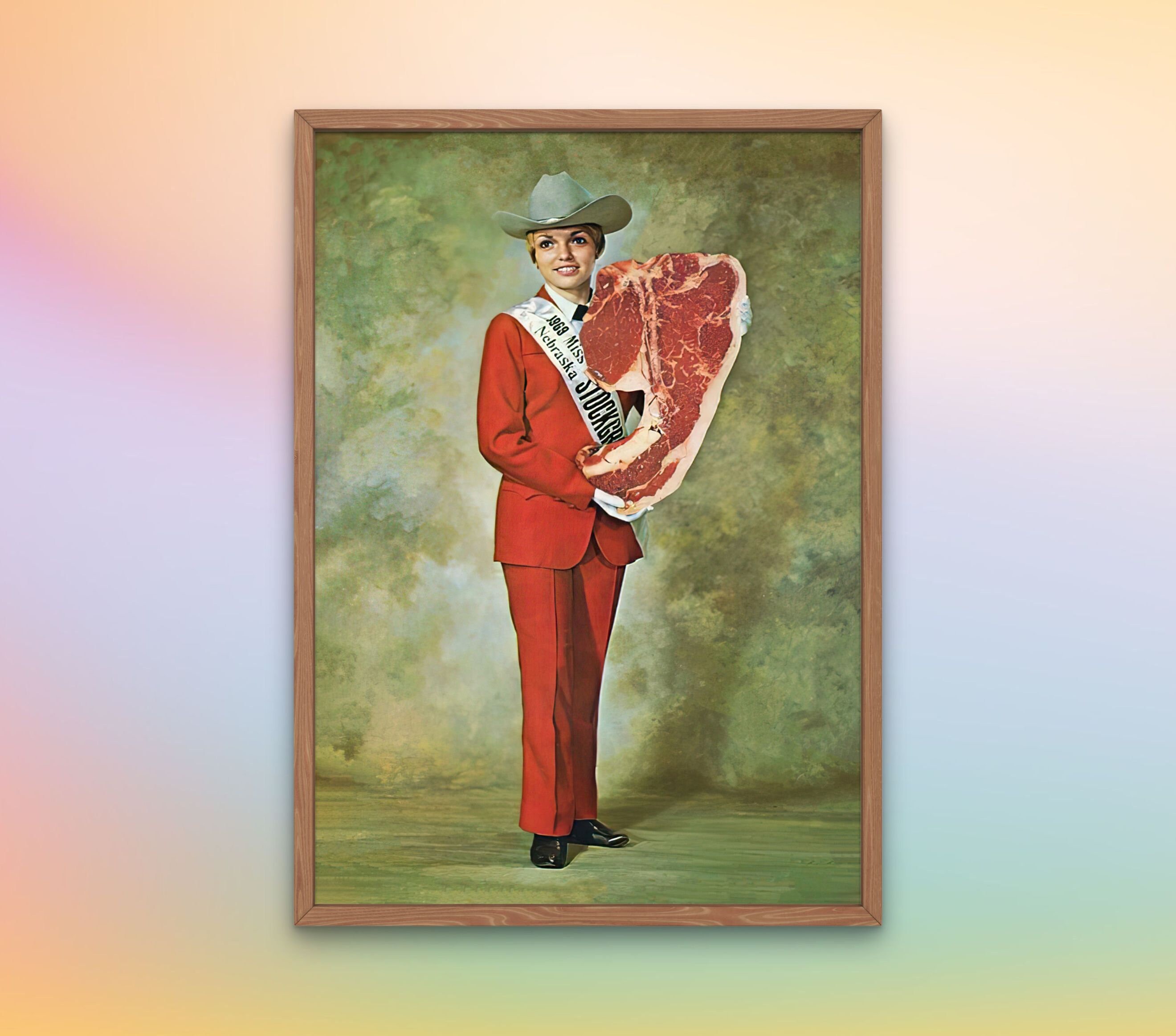 Glamorous Miss Beef ART PRINT Funny Retro Collage Fine Art Giclee ...