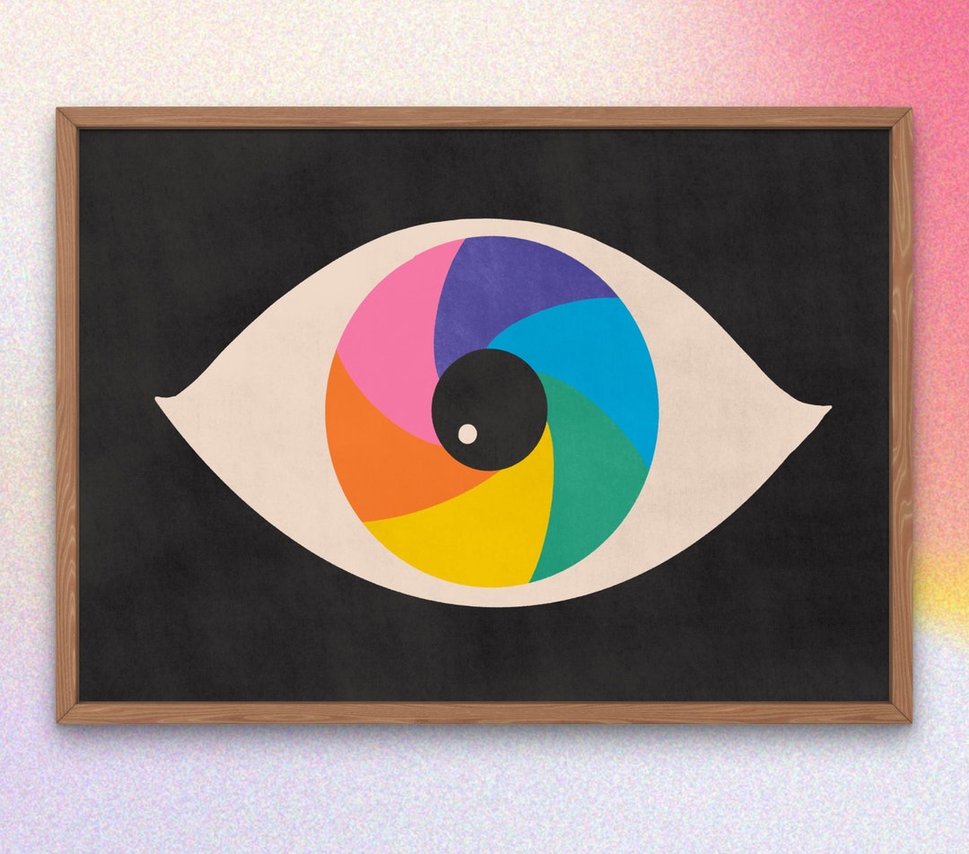 Rainbow Eye ART PRINT - Vintage Psychedelic Poster - Retro Colorful Art ...
