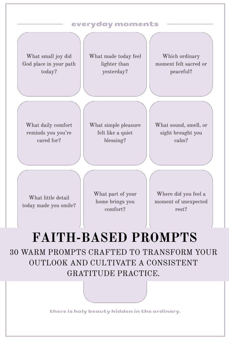 Gratitude Prompt Pack | 30 Christian Reflection Prompts | Faith-based ...
