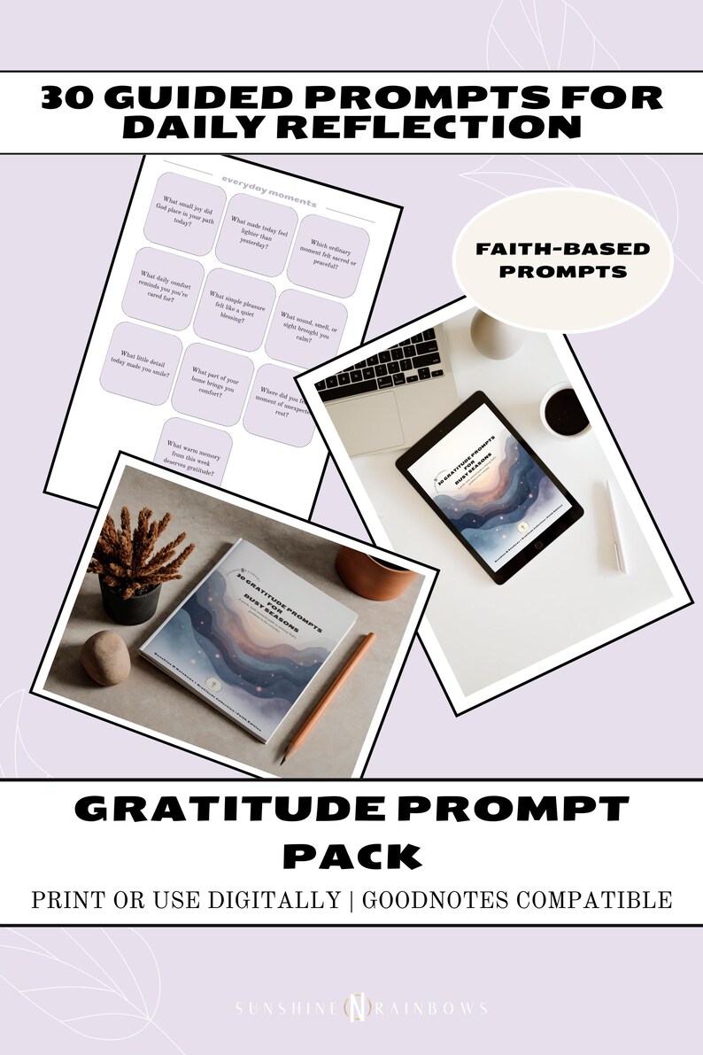 Gratitude Prompt Pack | 30 Christian Reflection Prompts | Faith-based ...