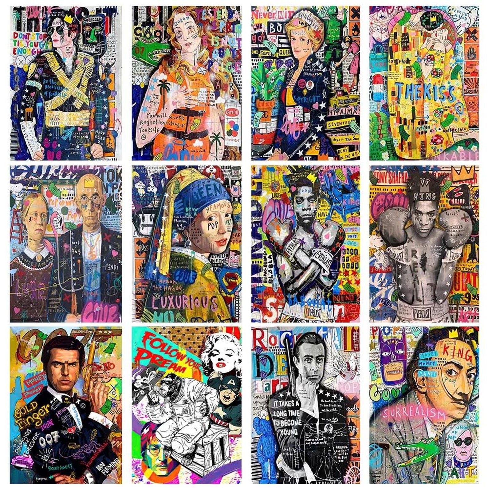 Pop Art Street Graffiti Style Wall Poster Tyson Mona Lisa Modern Bar ...