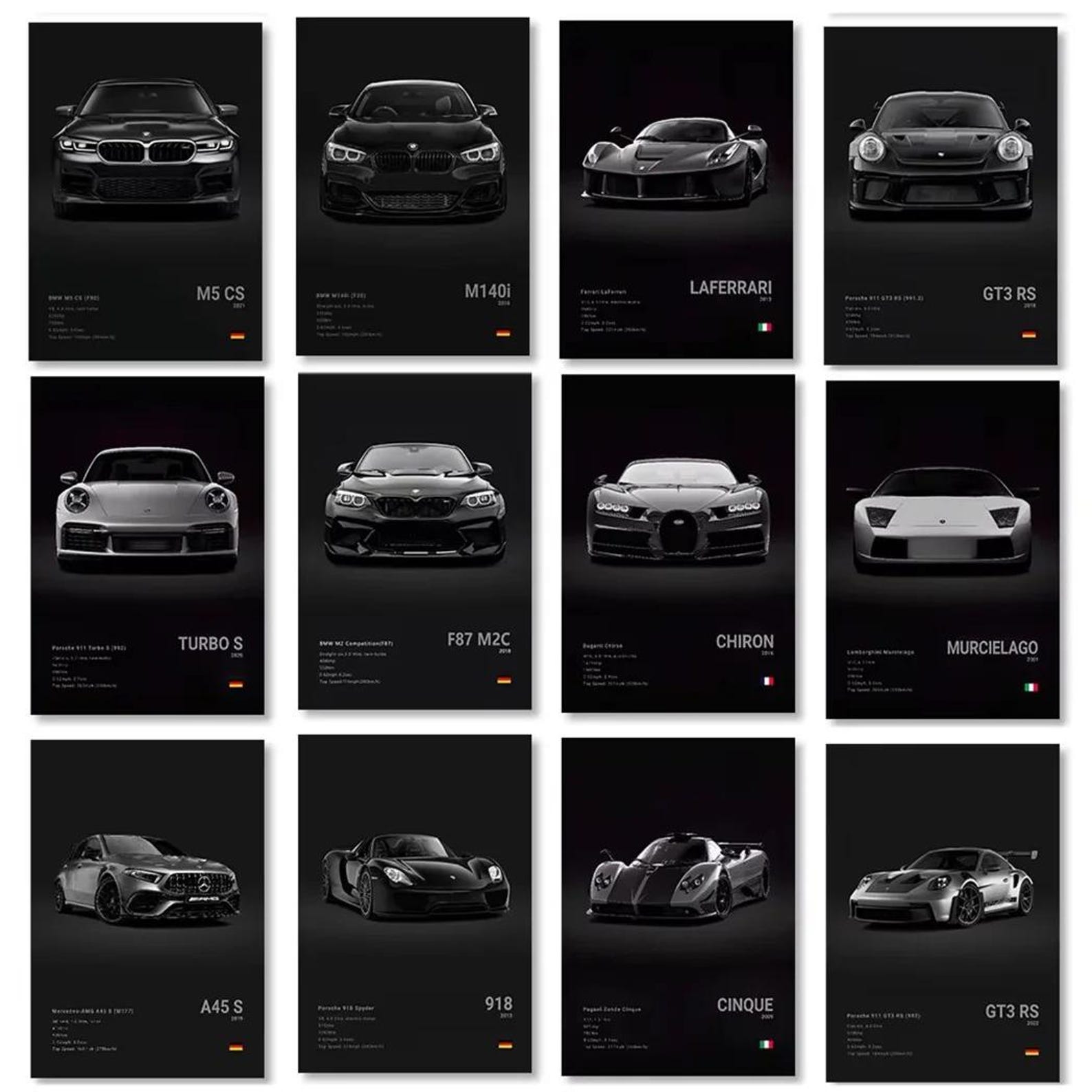 Famous Cars 918 GT3 G63 STO SLS Canvas Wall Art Print Poster Modern ...
