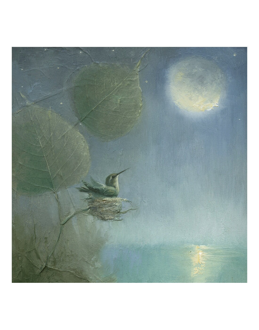 Hummingbird Moon 10x10 watercolor Paper Print Giclee - Etsy