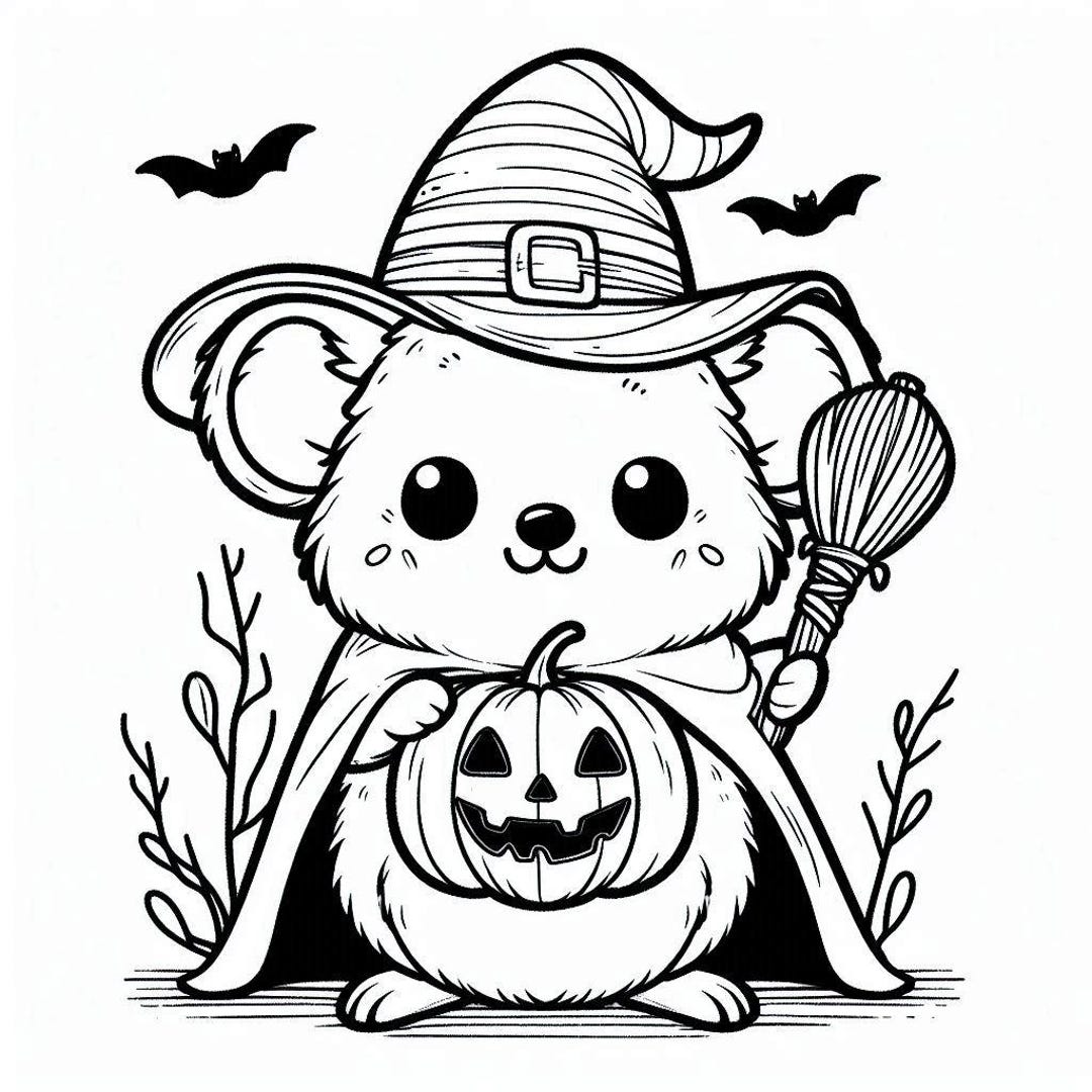 Halloween Quokka Colouring - Etsy