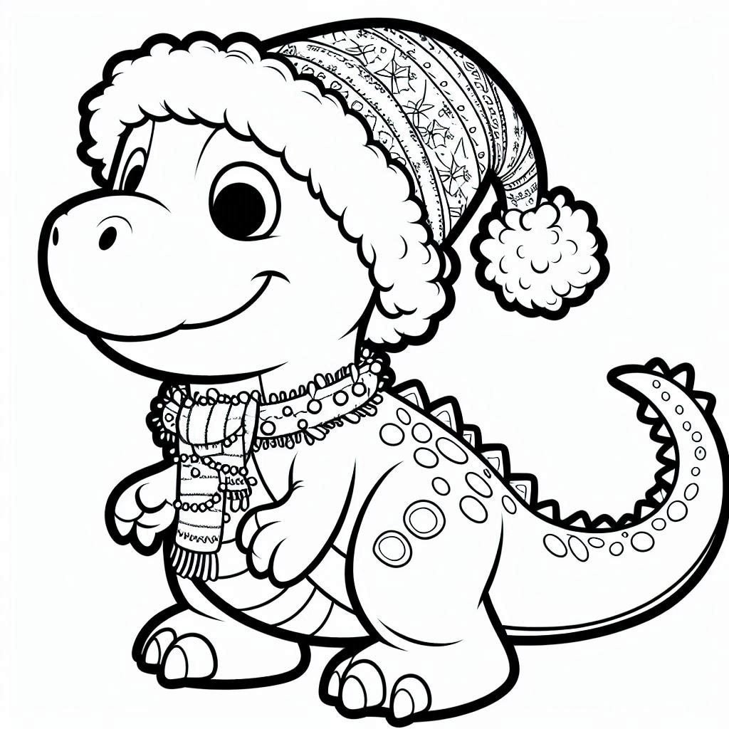 Dinosaur Christmas Colouring Sheet - Etsy