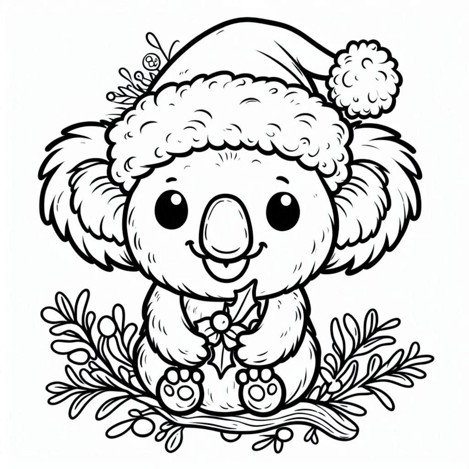 Koala Christmas Colouring Sheet - Etsy